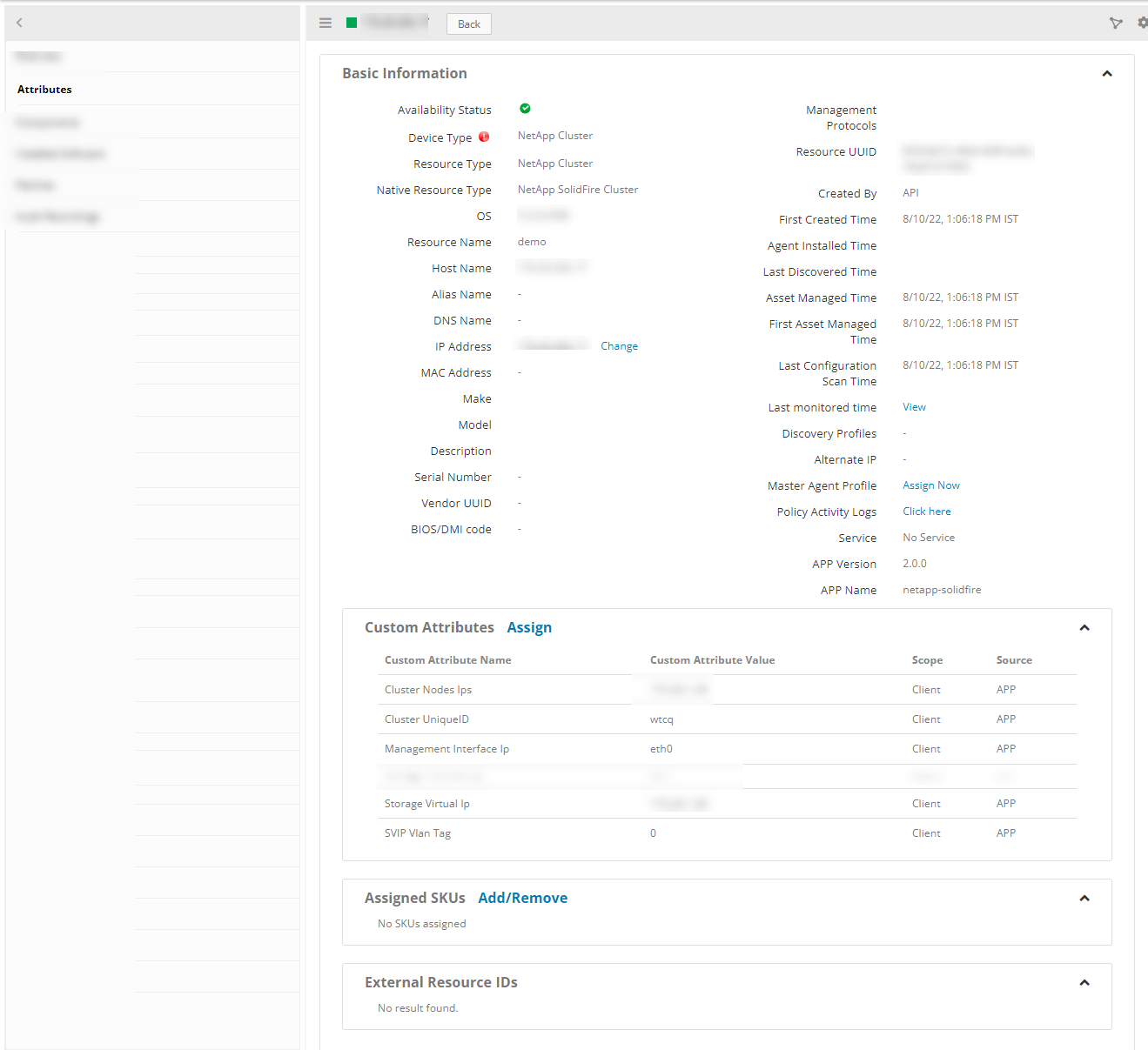 NetApp SolidFire | OpsRamp Documentation